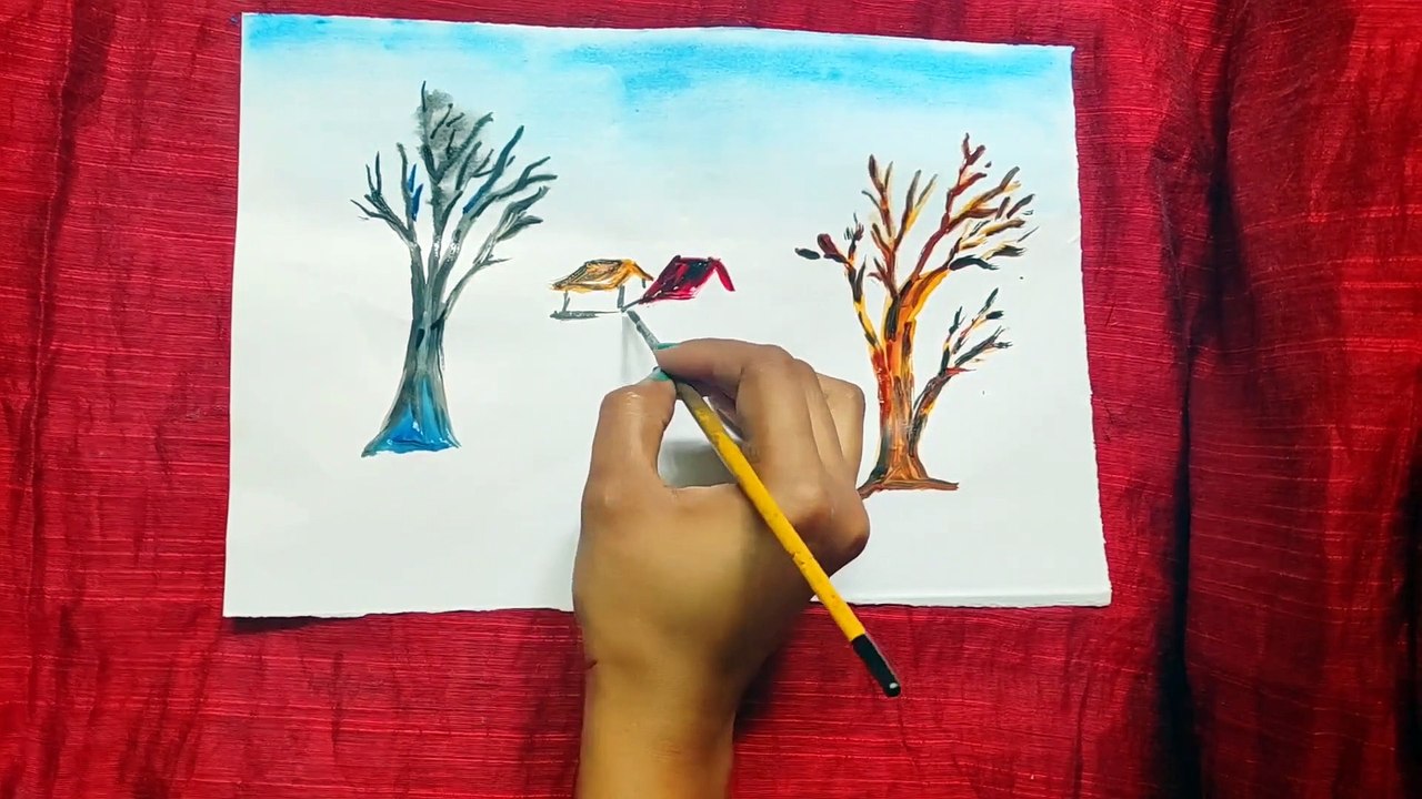 Colourfull scenery draw without pencils || by puja - video Dailymotion