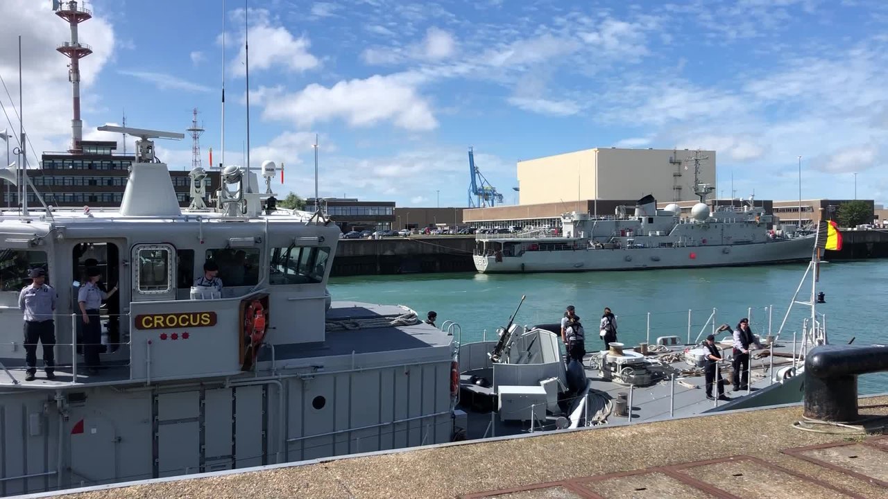 Départ du chasseur de mines M917 Crocus de la marine belge pour la ...