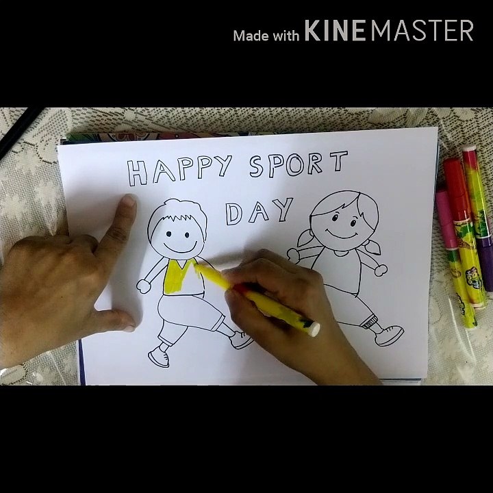 Happy Sports Day Drawing Easy Step by step for Kids - video Dailymotion