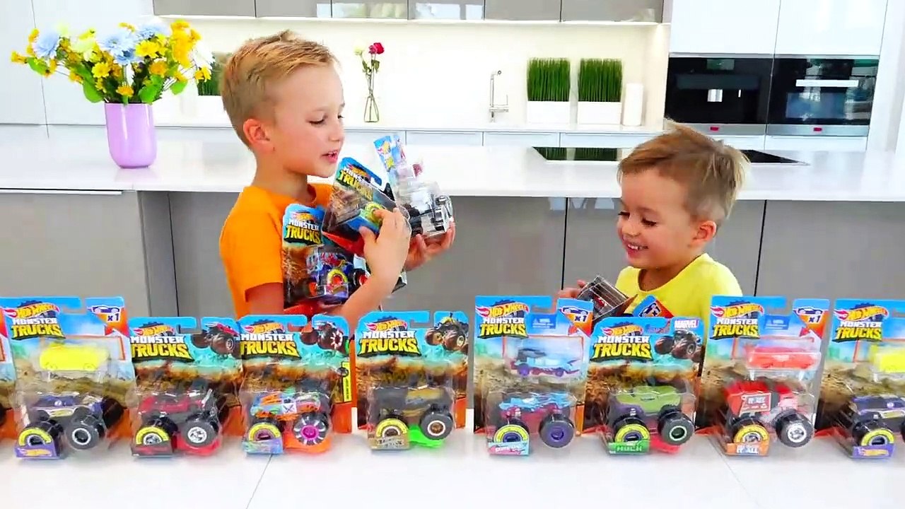 Vlad and Niki Collect Toy Cars - Hot Wheels Monster Trucks - video ...