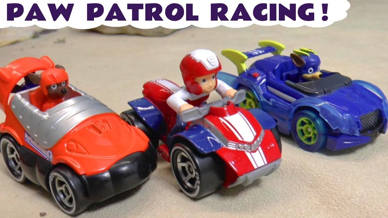 Paw Patrol Mighty Pups Racing with Disney Pixar Cars Lightning McQueen ...