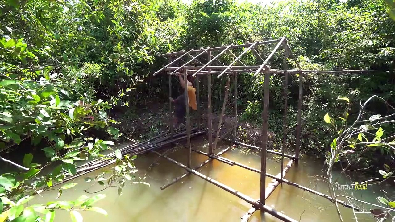Build The Most Beautiful Bamboo House On River In Deep Jungle By Woman ...