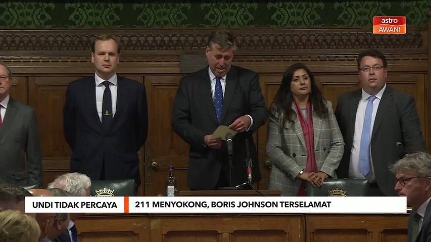 Undi Tak Percaya | 211 menyokong, Boris Johnson terselamat | Astro Awani