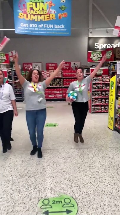 Asda Middleton staff in Leeds sing Three Lions ahead of Euro 2020 final ...