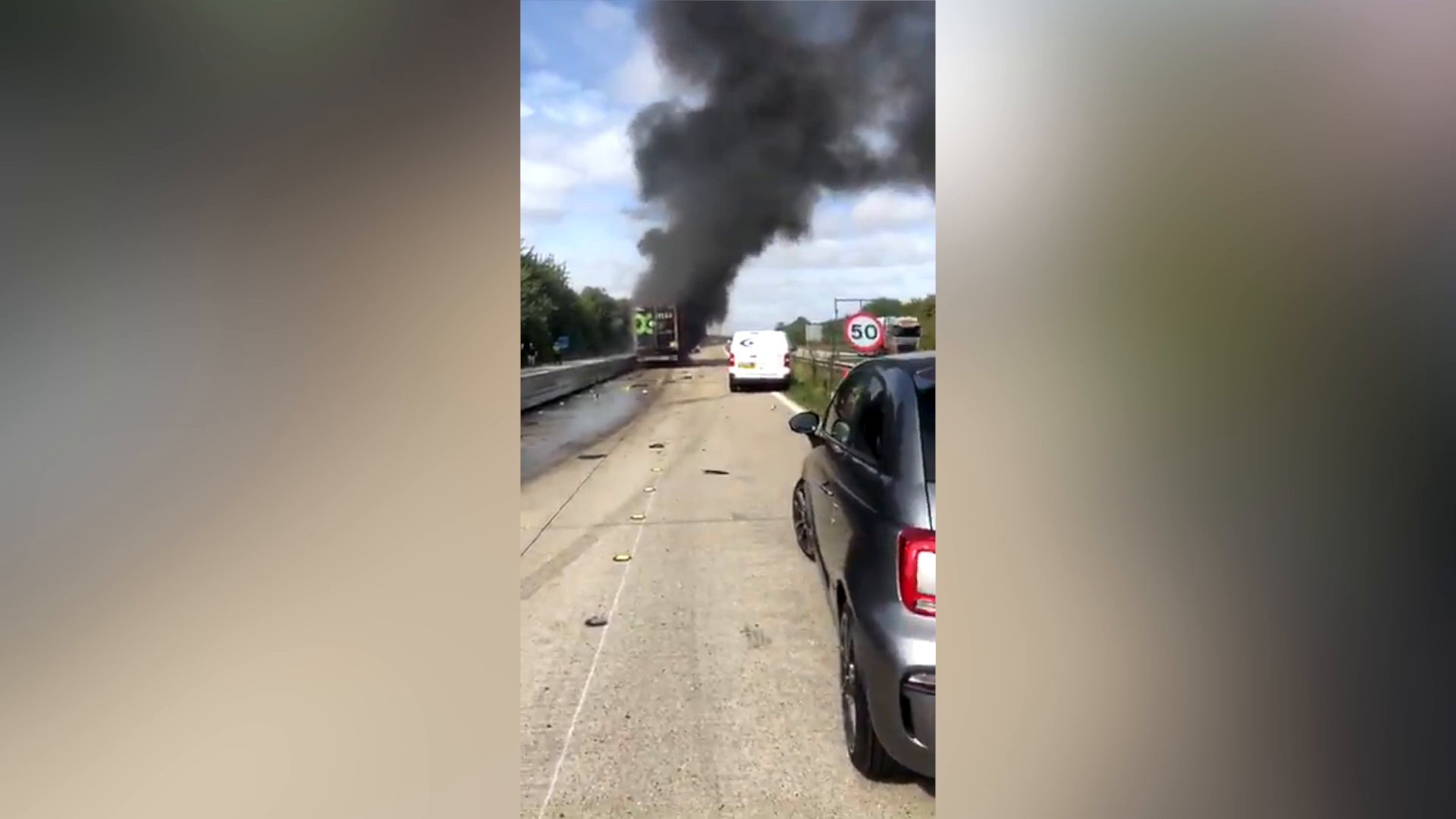 Lorry fire on M20