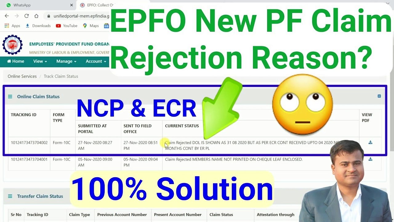 EPFO New PF Claim Rejection Reason? NCP FOR GAP PERIOD NOT PROVIDED IN ...