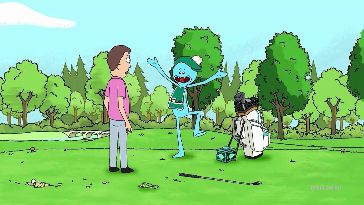 Rick and Morty Clip - Mr. Meeseeks Helps Jerry with His Golf Swing ...