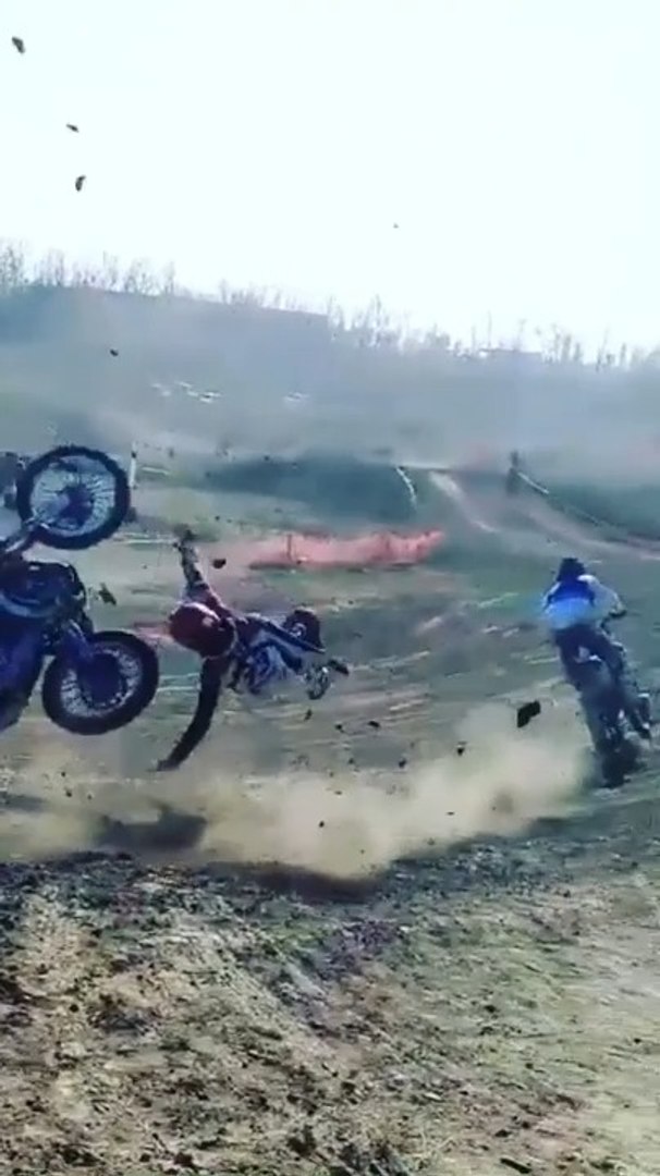 Dirt Bike Crashes In Air