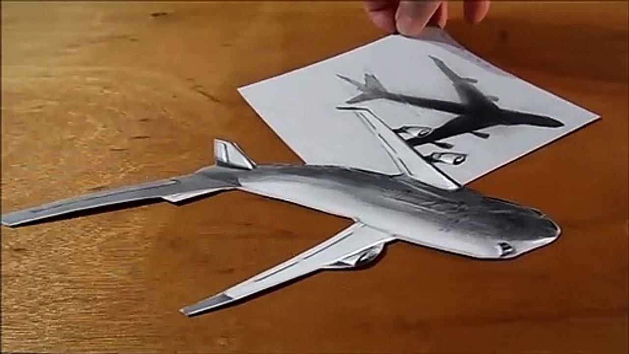 Drawing Airplane - How to Draw 3D Airplane- Boeing 747 - 3D Flight ...