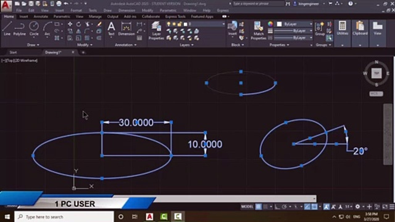 ELLIPSE COMMAND IN AUTOCAD 2020 - HOW TO DRAW ELLIPSE IN AUTOCAD 2020 ...
