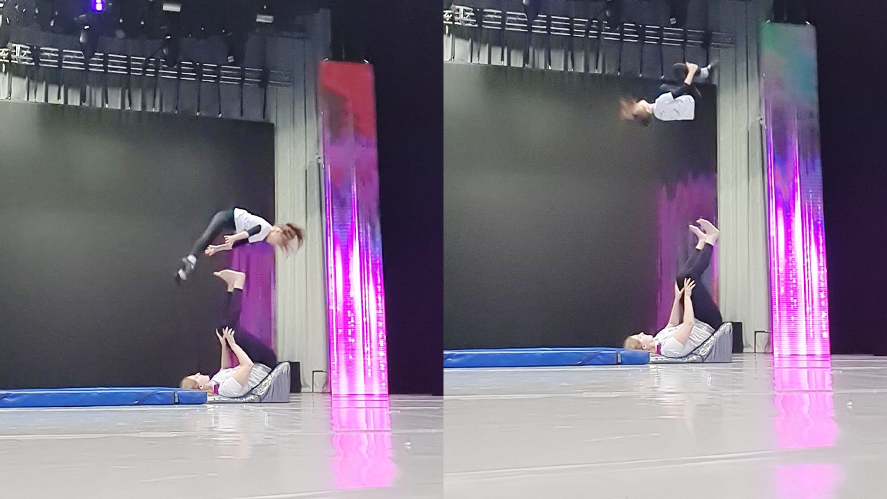 'Acrobatic duo practicing for a jaw-dropping human foot juggling act ...