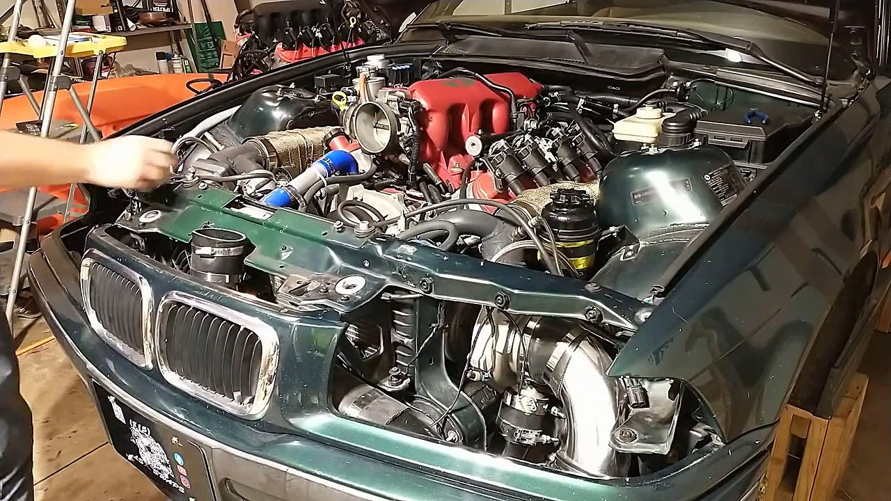 Pulling the engine out of the LS Swapped Twin Turbo E36 to Inspect the ...