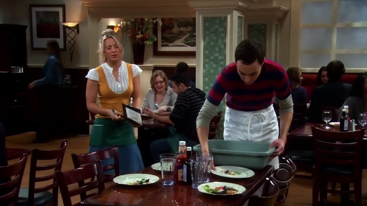 Sheldon works with Penny at the cheesecake factory - The Big Bang ...