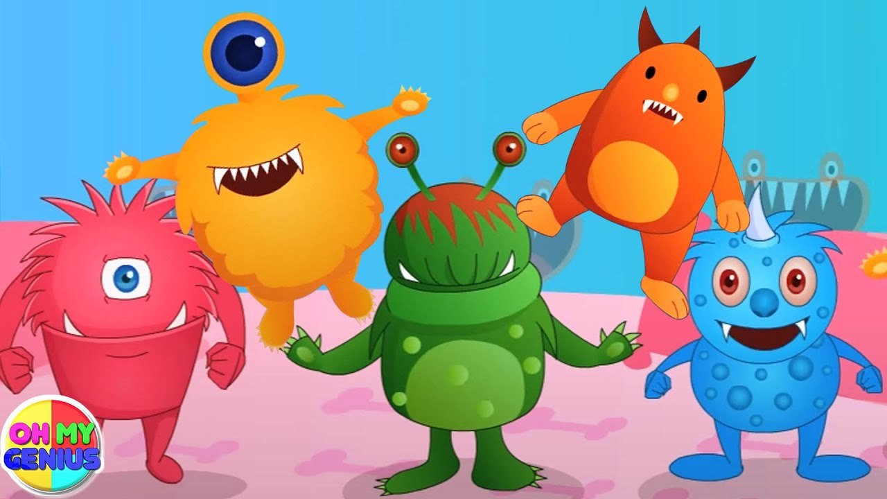 Five Little Monsters - Halloween Nursery Rhymes - Preschool Videos ...