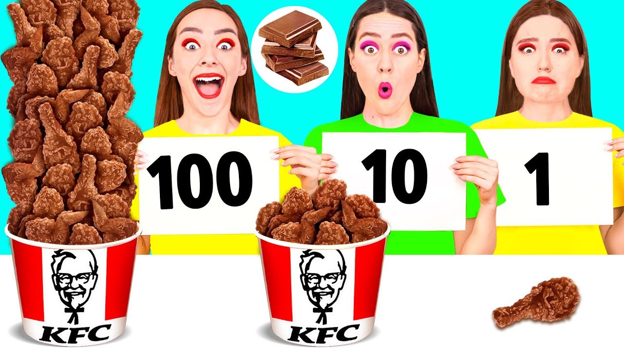 Red vs Blue Color Challenge #2 Eating Everything Only in 1 Color For 24 ...