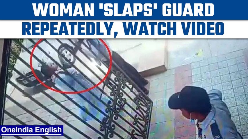 Noida woman slaps security guard in viral video - Oneindia News