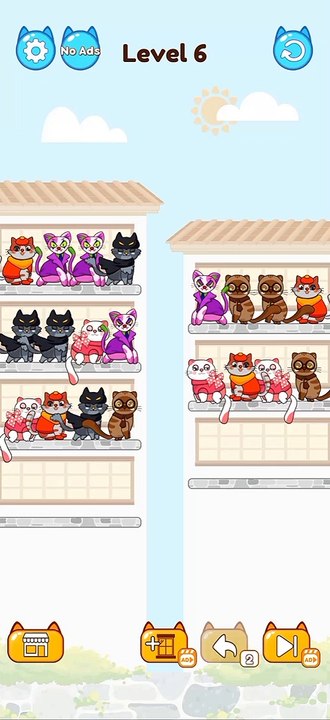 cat color sort puzzle mobile game level 6 - 9 - video Dailymotion