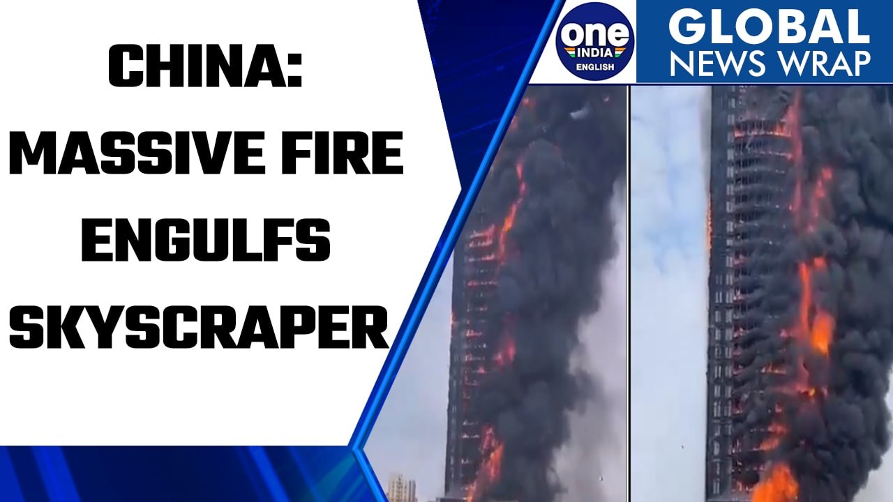 China: Massive fire engulfs skyscraper in Changsha | Watch video ...