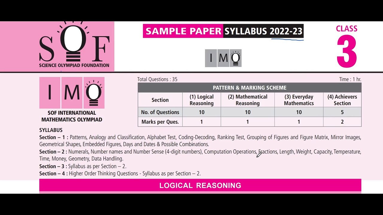 IMO SOF Sample Paper With Explanation Class 3 Want To Crack IMO Exam