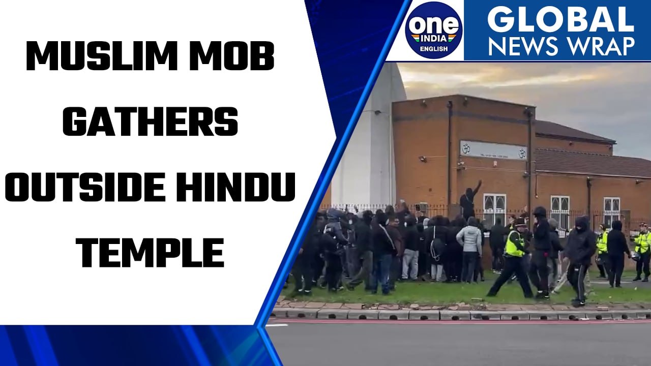 Muslim mob gathered outside Hindu temple in England, Watch | Oneindia ...