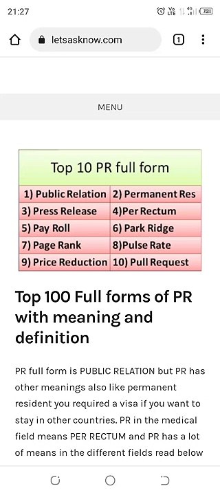 pr full form list - video Dailymotion