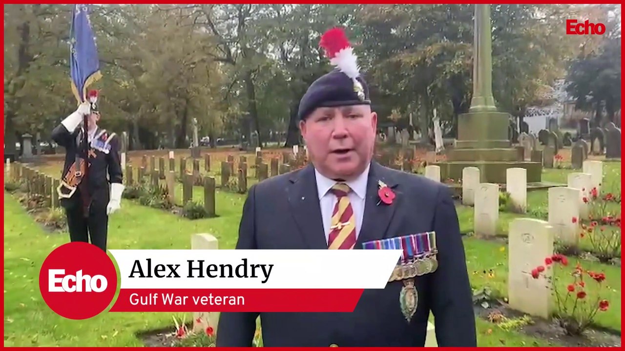 Gulf War veteran Alex Hendry laying crosses on war graves at ...