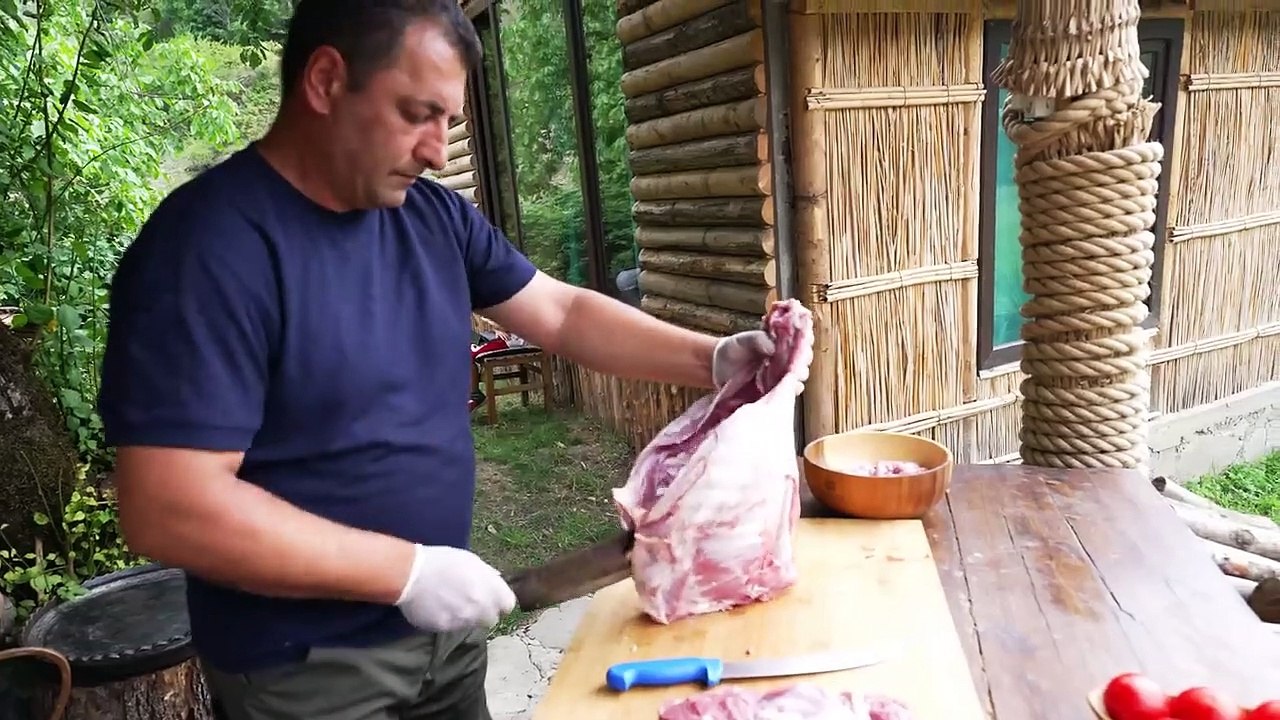 Lamb RIBS Cooked in Tandoor!! WILDERNESS FOOD in Rural Azerbaijan ...