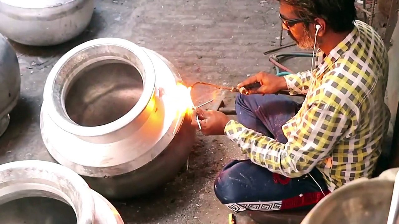 Big Huge Cooking Indian Degh Pots Making in Factory Process. - Video ...