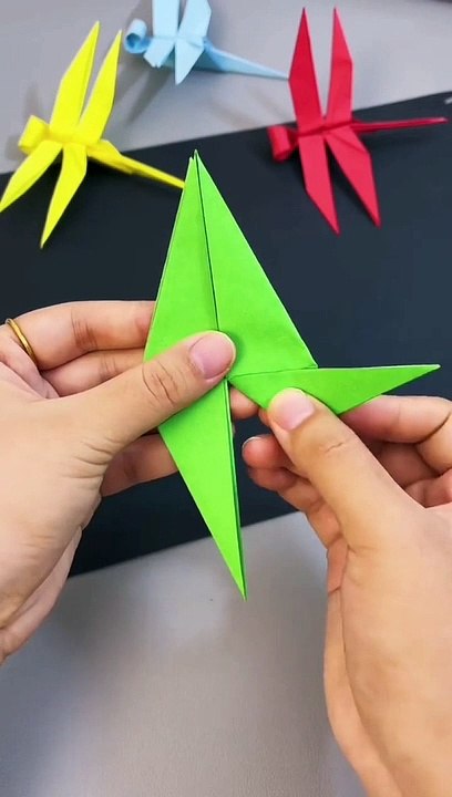 Membuat origami unik hewan capung atau dragonfly origami - video ...