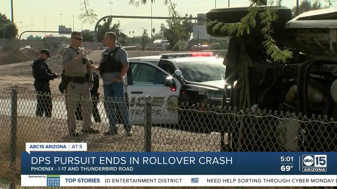 DPS pursuit ends with rollover crash off I-17 - video Dailymotion