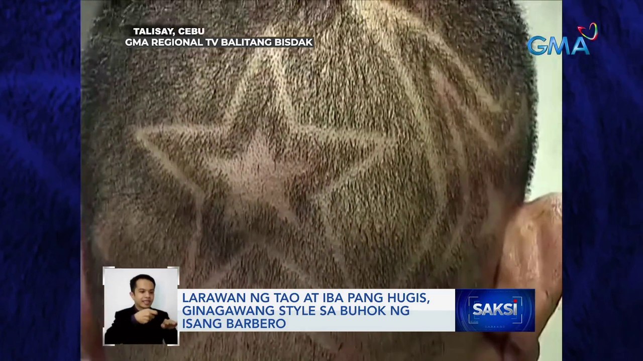 Larawan ng tao at iba pang hugis, ginagawang style sa buhok ng isang ...