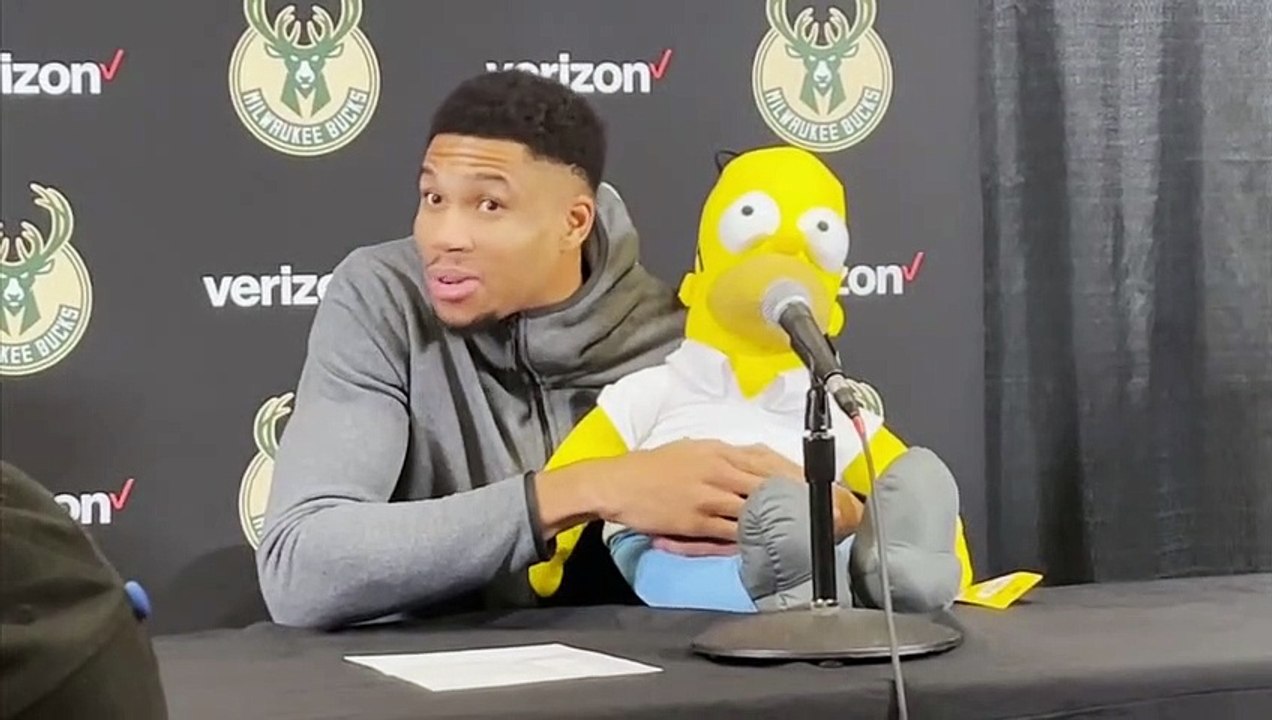 Antetokounmpo brings Homer Simpson to interview as the Bucks star ...