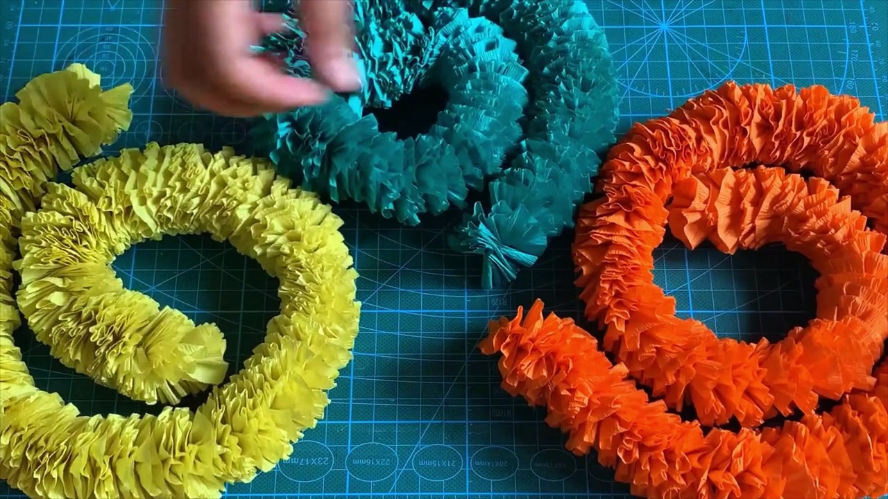 Crepe Paper Garland/Toran|Marigold Garland|How to make garland using ...