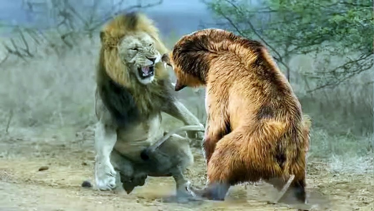 #weired things#wild animal fights#interesting facts Lion vs Bear Real ...