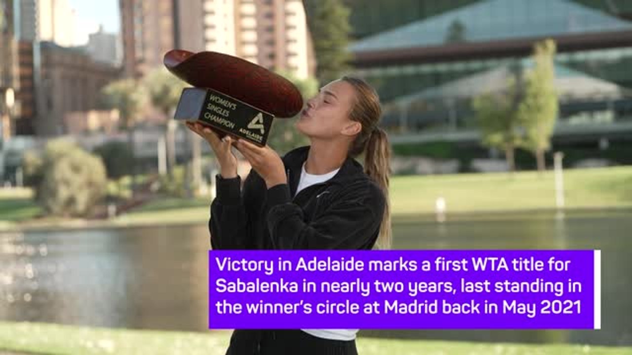 Aryna Sabalenka celebrates Adelaide victory - video Dailymotion