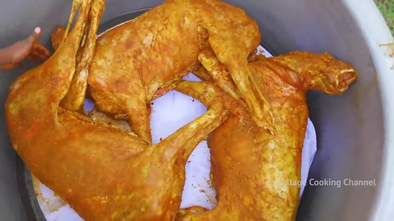 FULL GOAT !! | Mutton Inside Veggies | Cooking Whole Goat in BIG Vessel ...