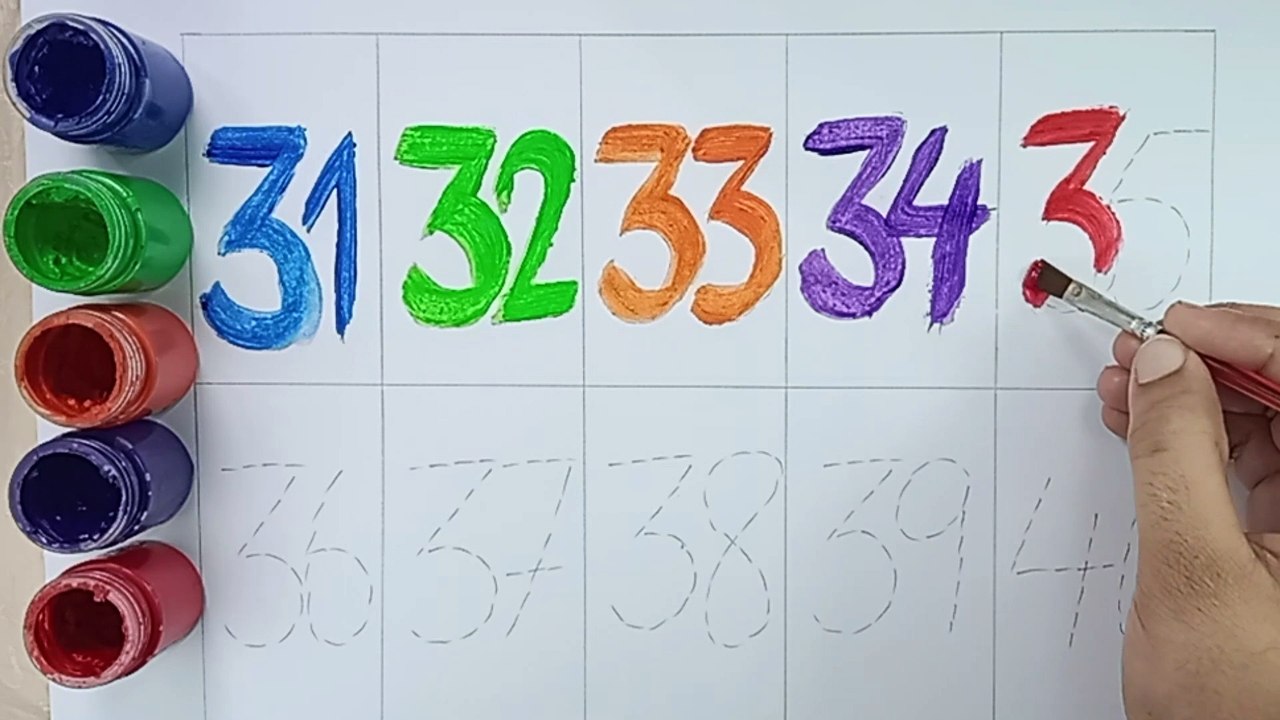 HOW TO WRITE AND LEARN COUNTING 31 TO 40 /NUMBERS COLOURS NAME /1 TO ...