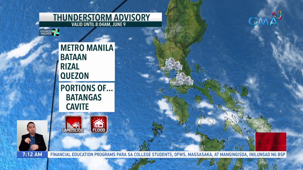 Thunderstorm advisory, nakataas ngayon sa Metro Manila, at ilang bahagi ...