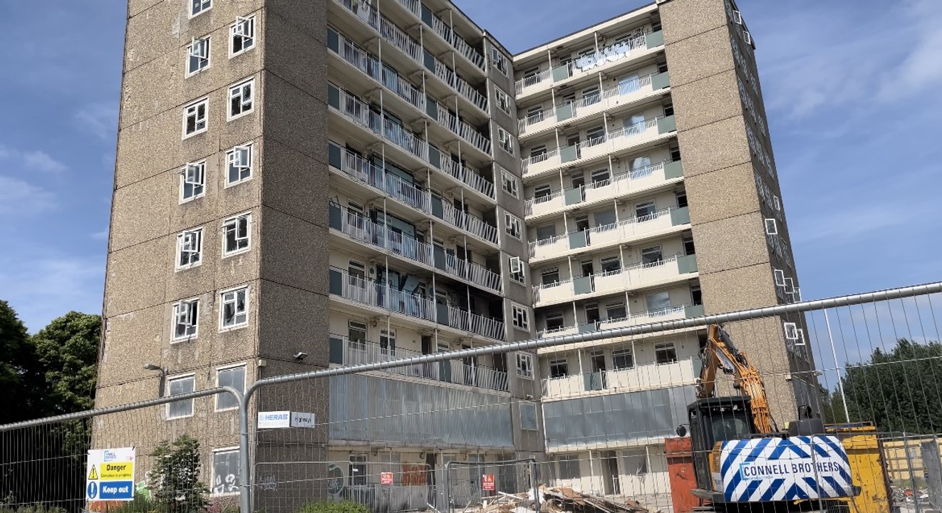 Demolition underway of Highways Towers, Killingbeck as Leeds City ...