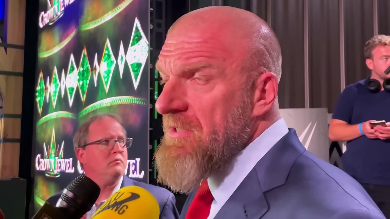Roman Reigns, Triple H, & Logan Paul - Post WWE Crown Jewel Media ...