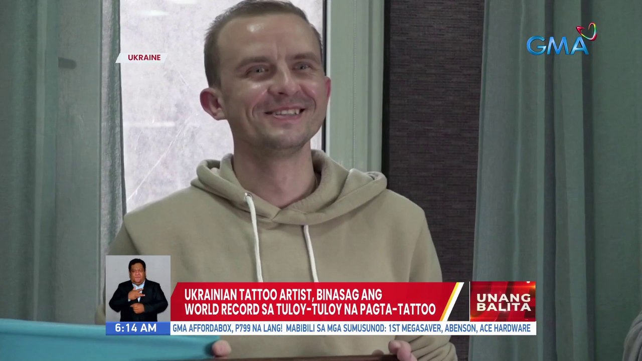 Ukrainian tattoo artist, binasag ang world record sa tuloy-tuloy na pagta-tattoo | UB - video ...
