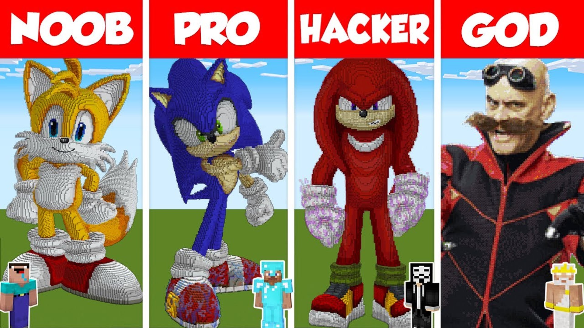 Minecraft NOOB vs PRO vs HACKER SONIC THE HEDGEHOG PART 2 HOUSE BUILD ...