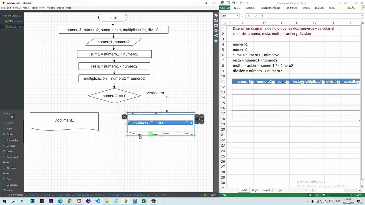 Diagrama de Flujo: Leer dos números y calcular el valor de su suma ...