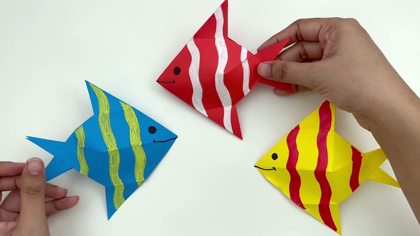 Easy 3d Origami Fish 3D Fish Craft, Ocean Theme Animal Paper Activity