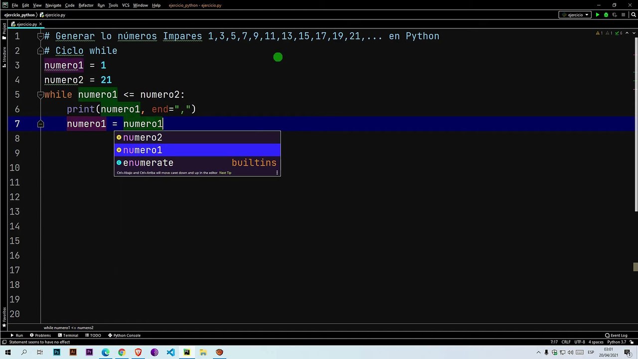Generar los números impares: 1,3,5,7,9,11,13,15,17,19,21,... en Python - Vídeo Dailymotion