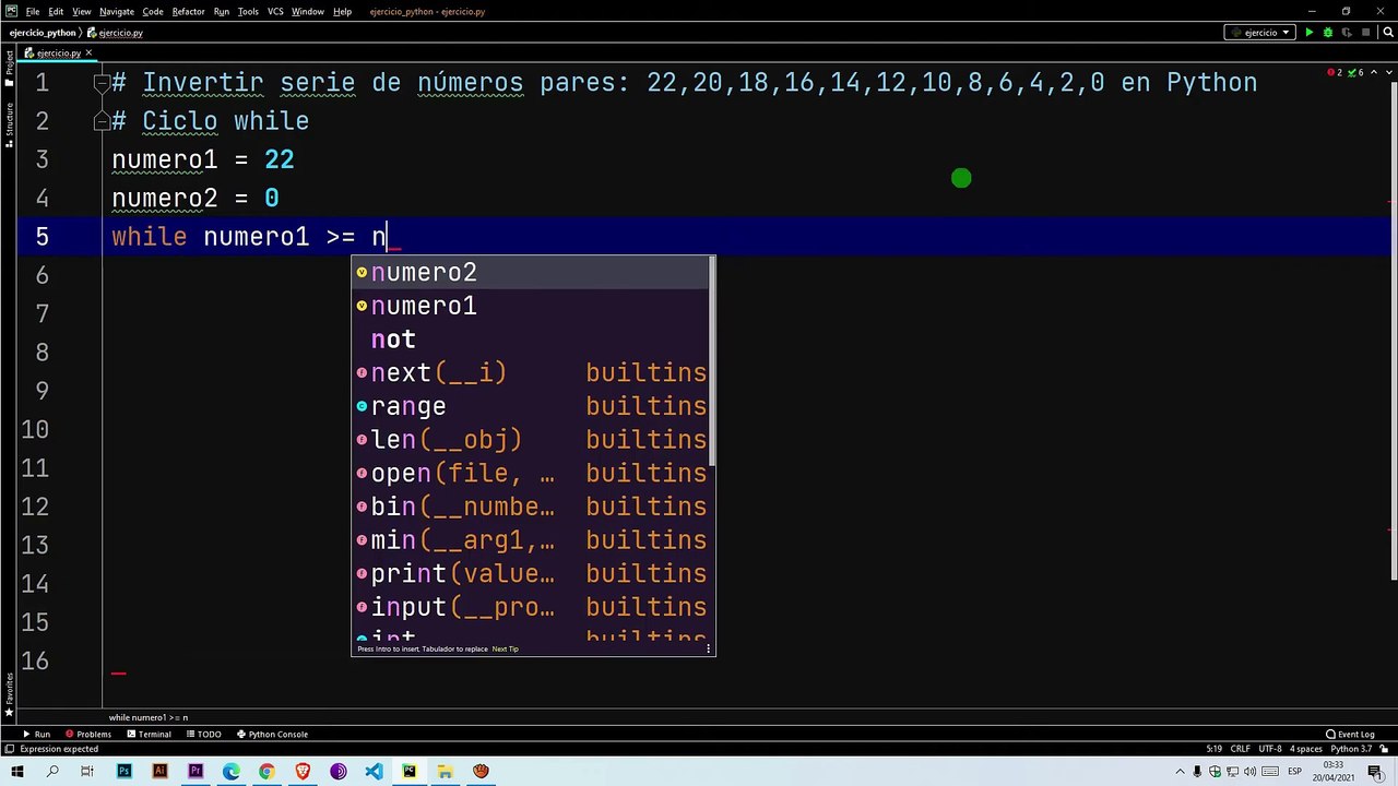 Invertir serie de números pares: 22,20,18,16,14,12,10,8,6,4,2,0 en ...