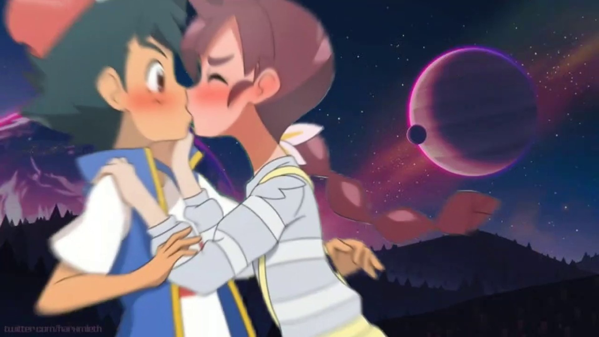 Pokemon Gary And Ash Kiss