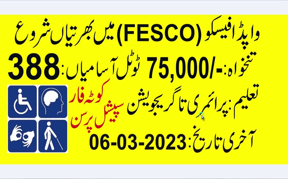 FESCO WAPDA jobs 2023| FESCO Latest new Govt Jobs 2023| Special person ...