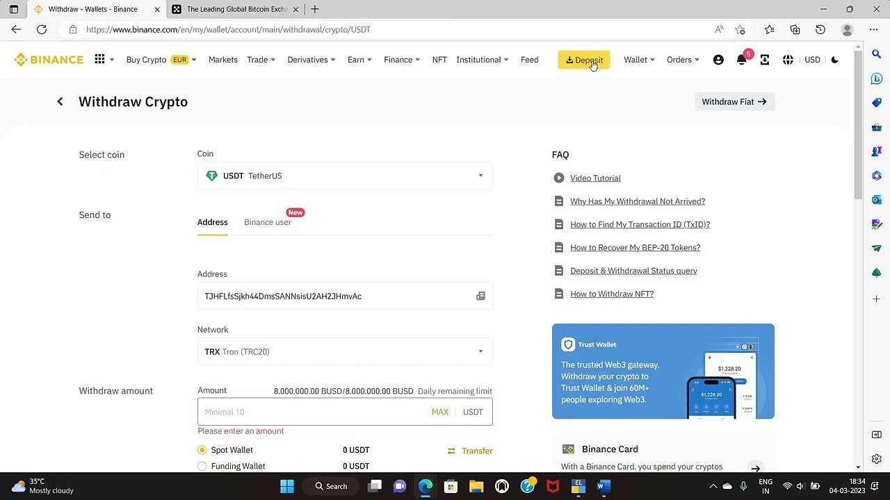 How to Deposit and Withdraw Crypto Assets_ #crypto #cryptocurrency # ...
