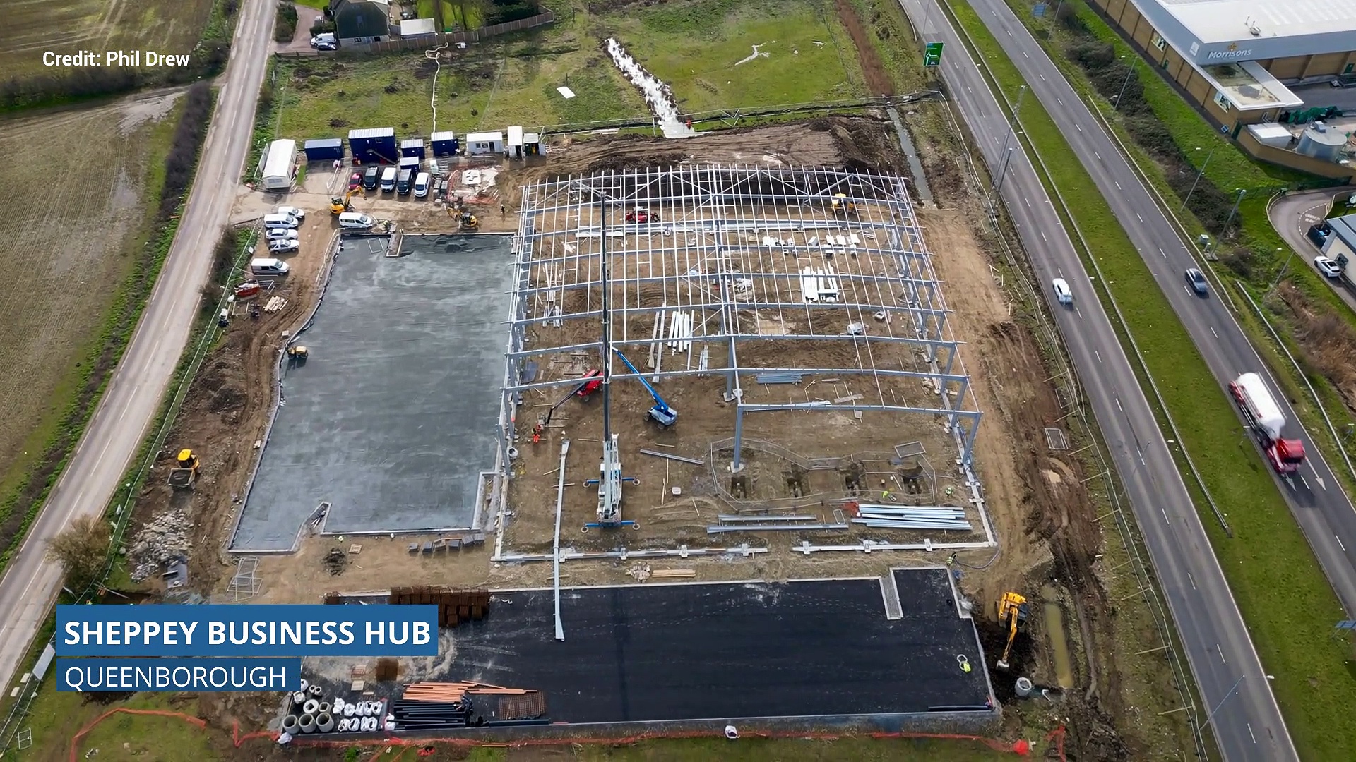 Drone footage of new business park taking shape
